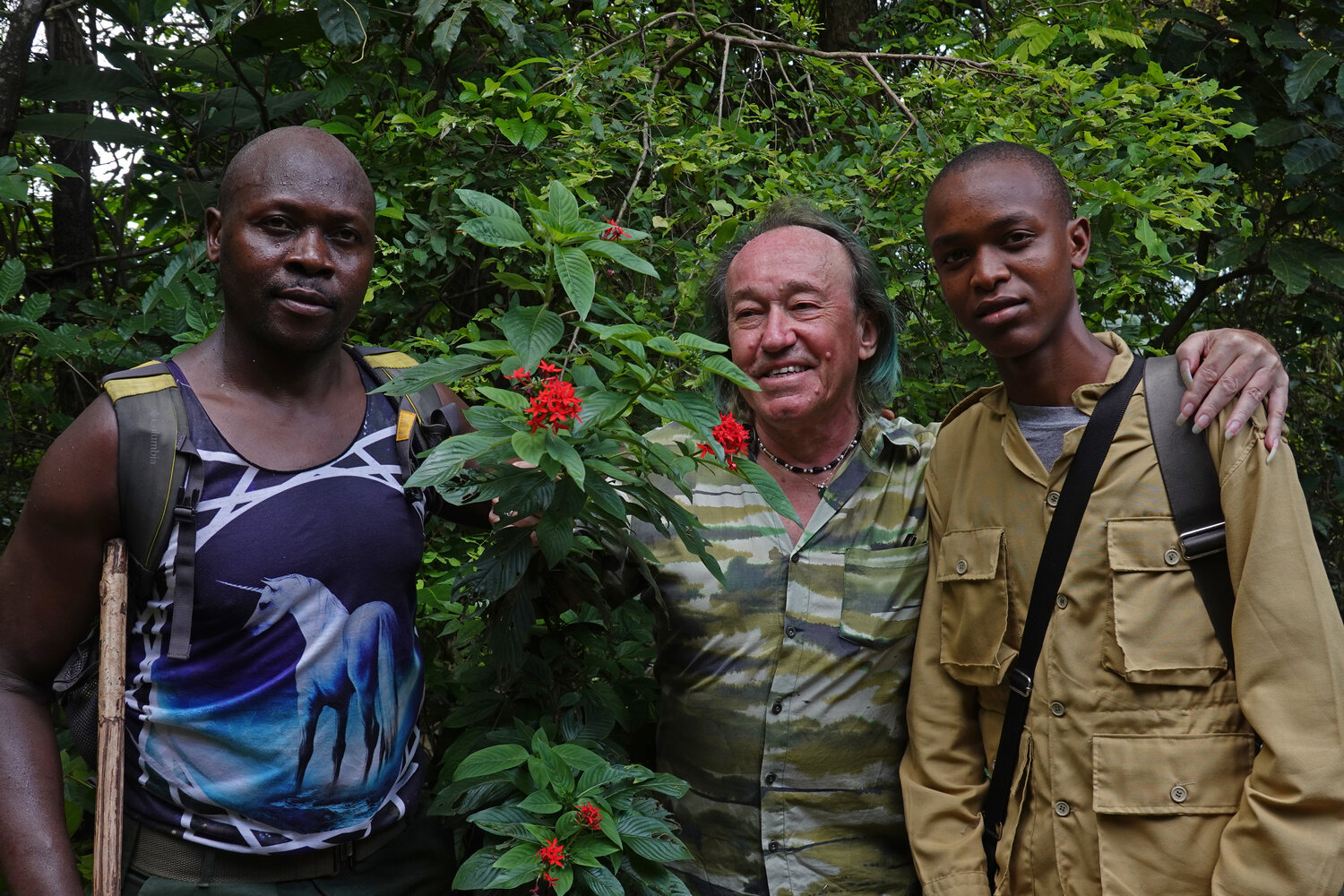 Patrick Blanc with his guides around Rhodopentas bussei, Sanje ...